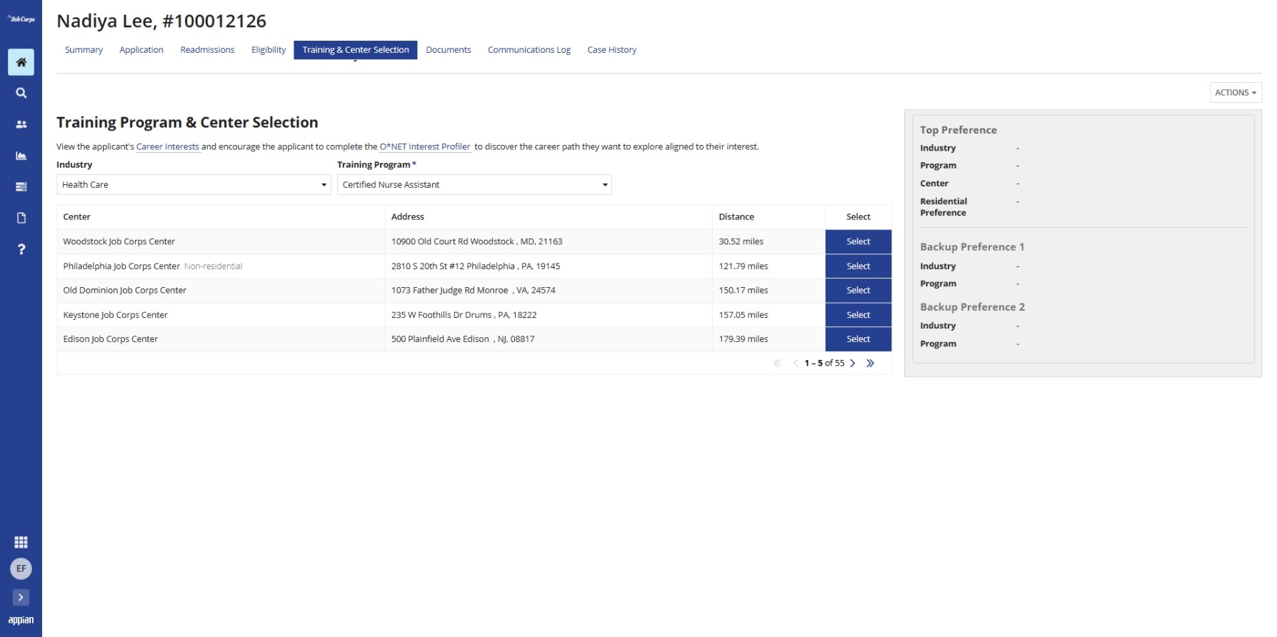 Select Training Program and Center Preference – MyJobCorps Gateway Help ...