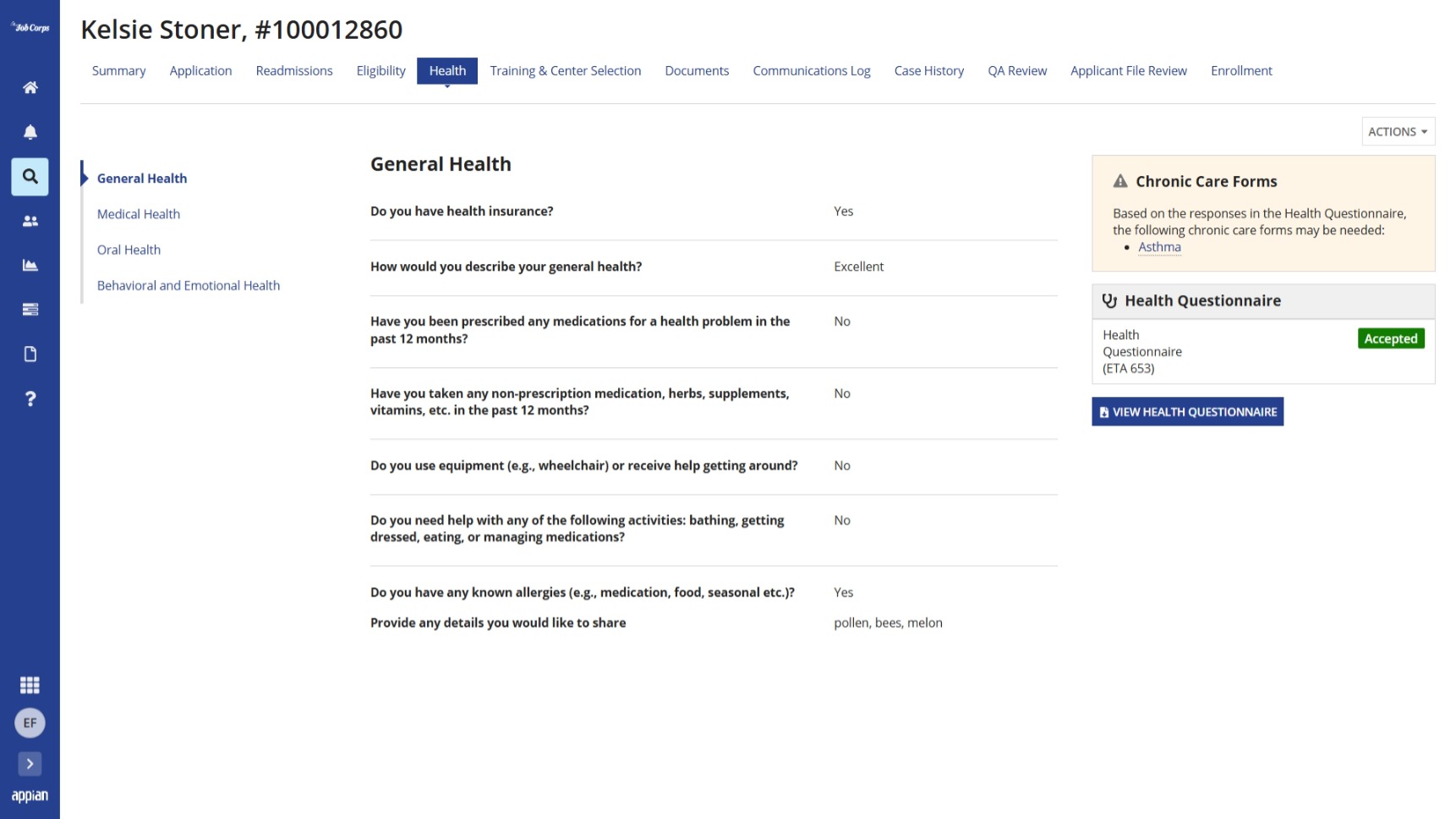 Collect and Verify Health Information – MyJobCorps Gateway Help Center